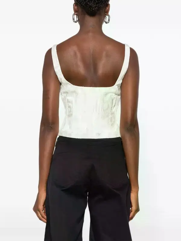 Alexander McQueen Floral Jacquard Lace-up Cropped Top