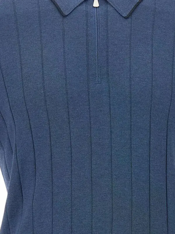 GRAN SASSO Ribbed-knit Silk Polo Shirt