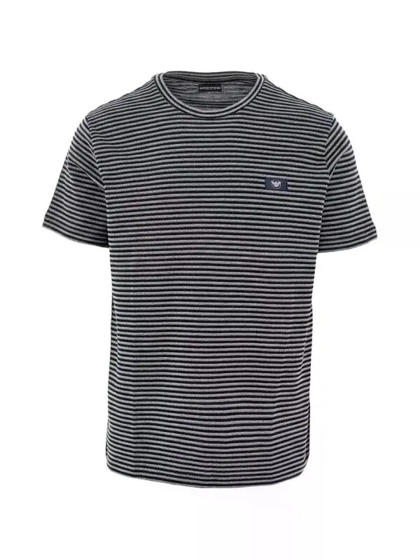 Emporio Armani Striped Cotton T-shirt - Black
