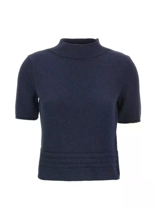 GRAN SASSO Braided Short-sleeve Sweater - Blue