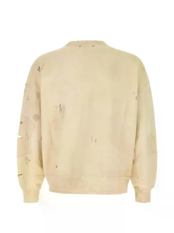GOLDEN GOOSE Distressed Graphic-print Sweater - Neutrals