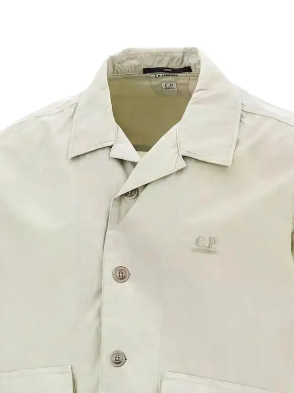 C.P. COMPANY Logo-embroidered Flap-pocket Shirt - Neutrals
