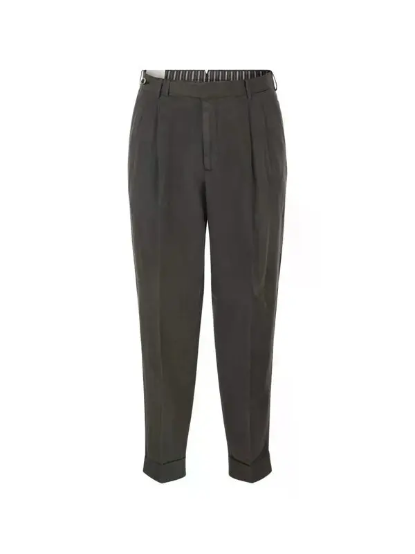 PT TORINO Double-pleat Turned-up Trousers - Grey