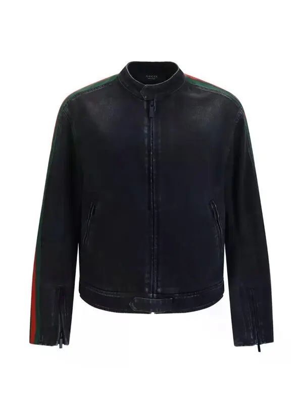 Gucci Biker Stn Wshd Dk Ctn Dn - Black