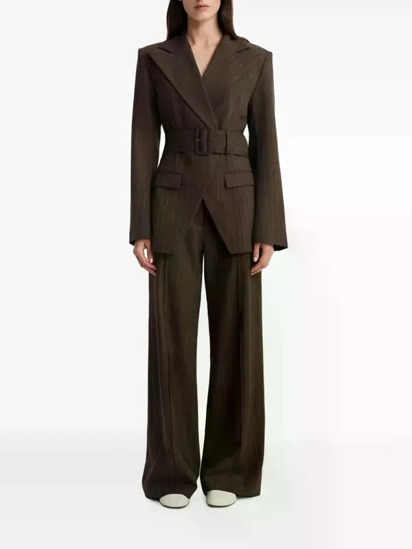 Anna Quan Colin Belted Pinstriped Blazer