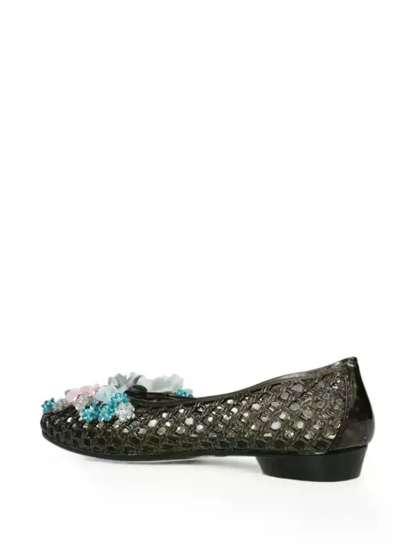 HEAVENLY JELLY Orchid Floral-appliqué Ballet Flats