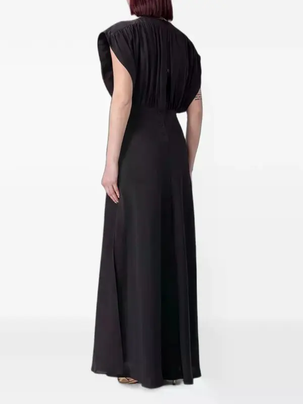 TELA Gathered Sleeveless Maxi Dress - Brown