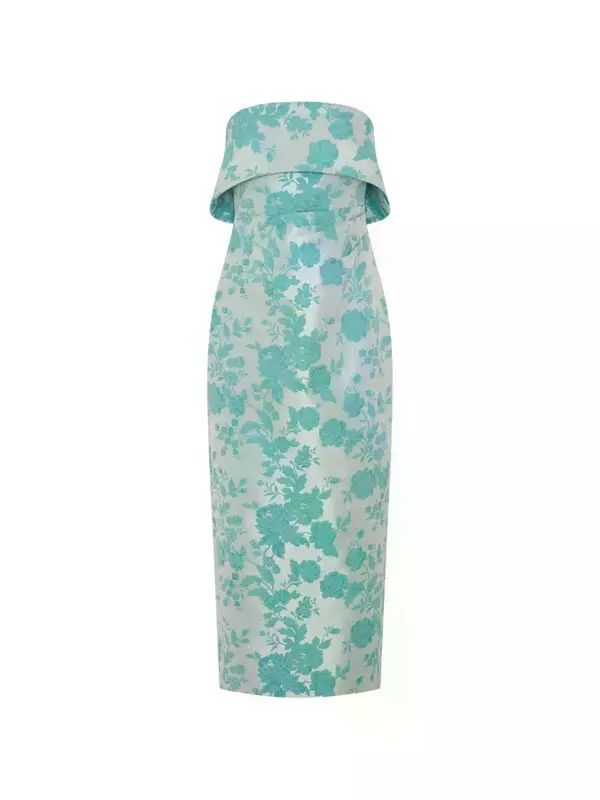 Anna Quan Gretel Floral-jacquard Strapless Midi Dress