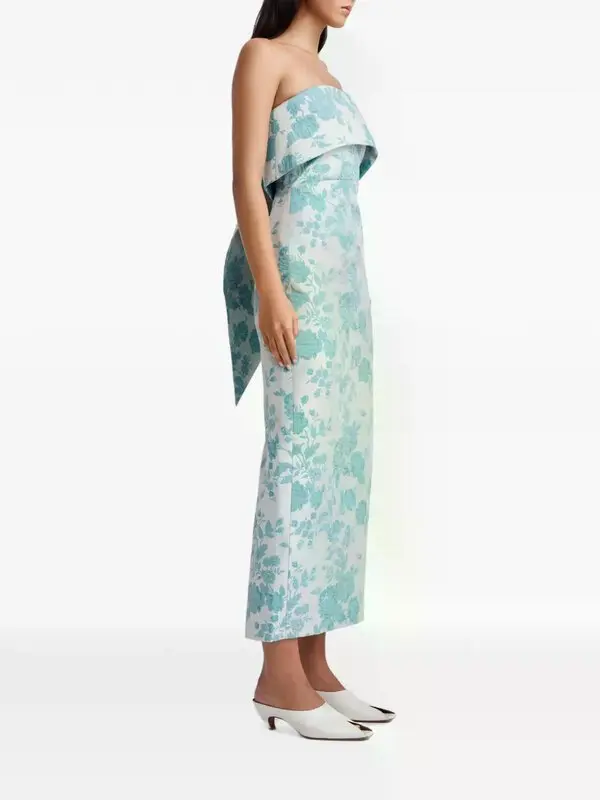 Anna Quan Gretel Floral-jacquard Strapless Midi Dress