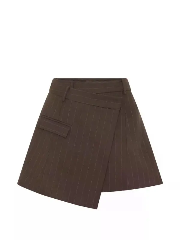 Anna Quan Cora Chalk-stripe Wrap Mini Skirt