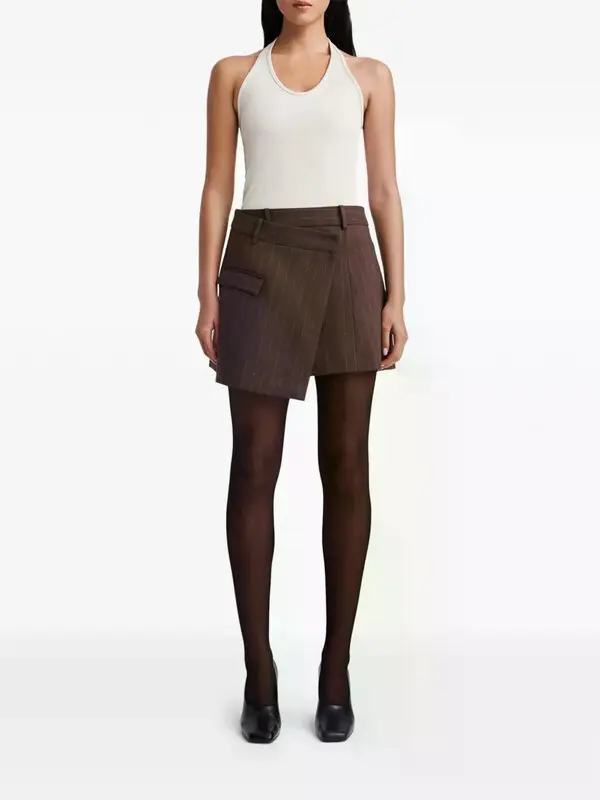 Anna Quan Cora Chalk-stripe Wrap Mini Skirt