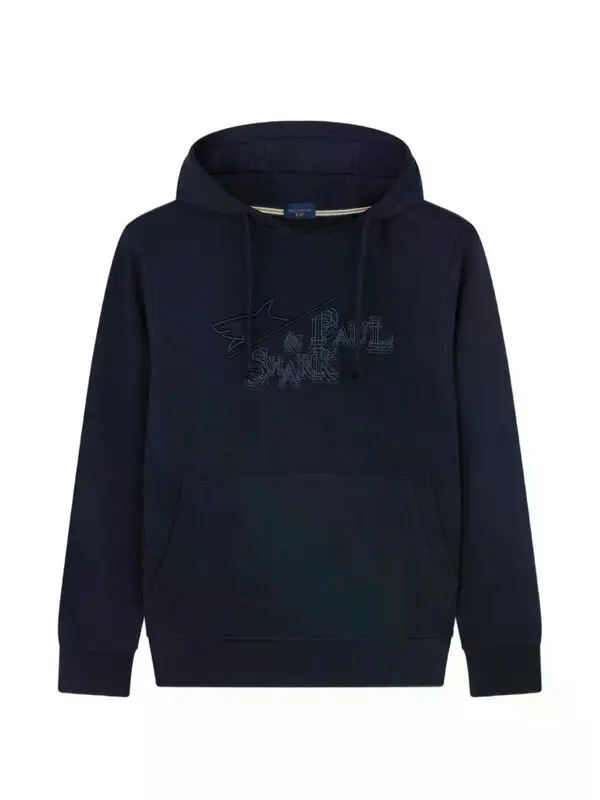 Paul & Shark Logo-embroidered Drawstring Hoodie - Blue