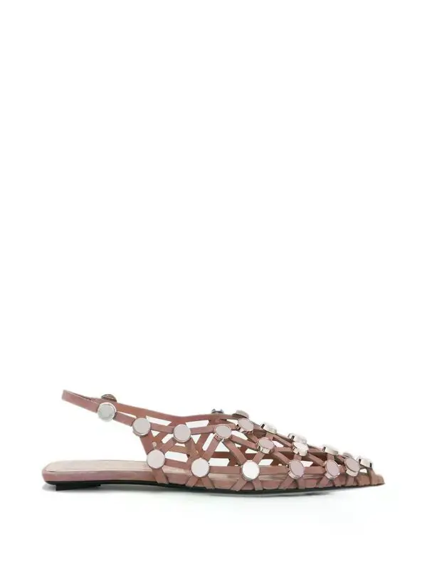Attico Grid Embellished Suede Pumps - Pink