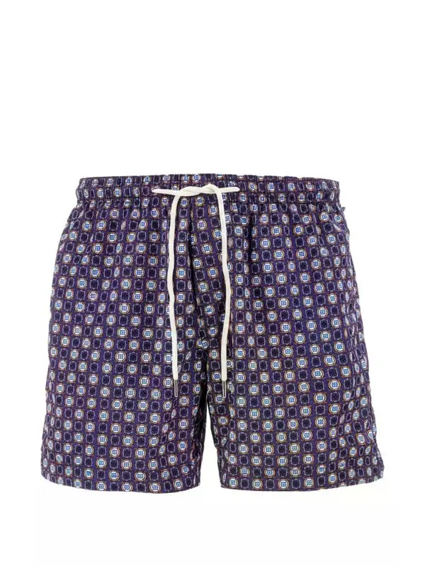 PENINSULA SWIMWEAR Geometric-print Drawstring Swim Shorts - Blue