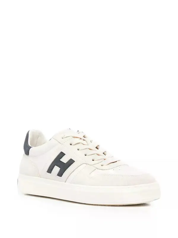 Hogan H-tv Logo-patch Panelled Sneakers - Neutrals