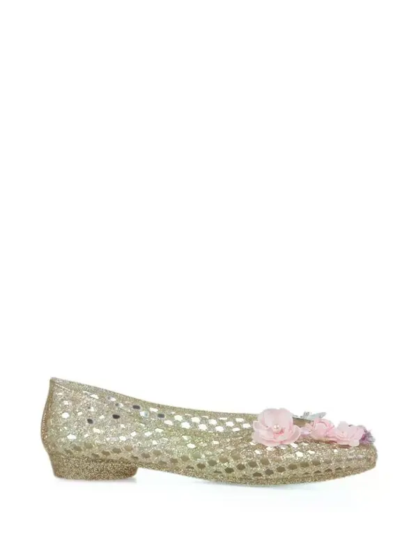 HEAVENLY JELLY Hibiscus Floral-appliqué Ballet Flats
