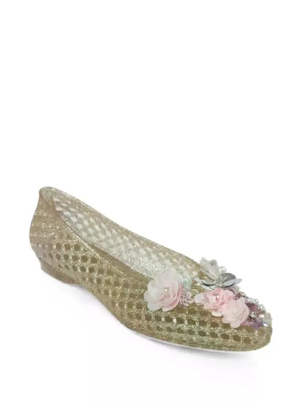 HEAVENLY JELLY Hibiscus Floral-appliqué Ballet Flats
