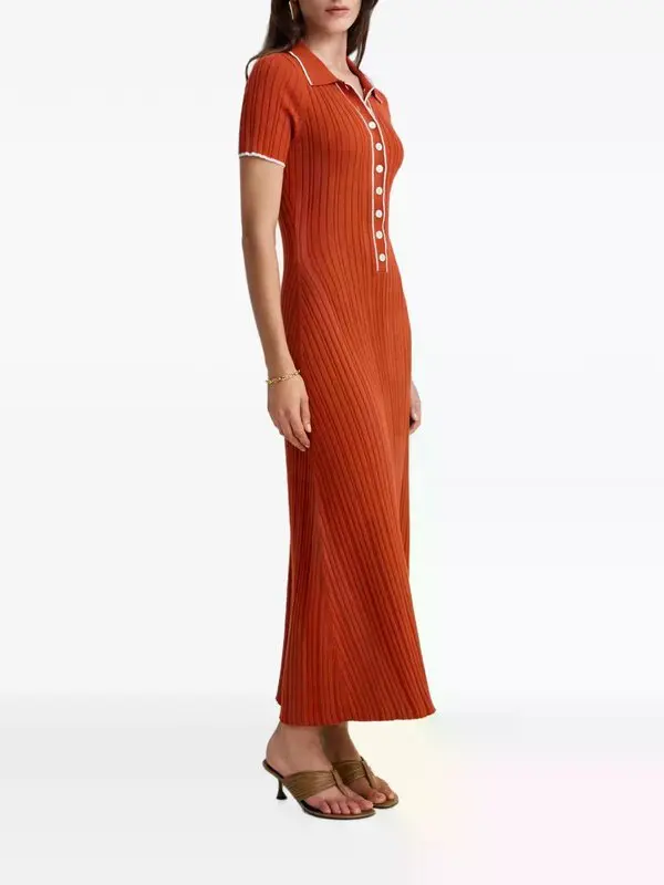 Anna Quan Penelope Ribbed-knit Contrast-trim Midi Dress - Orange