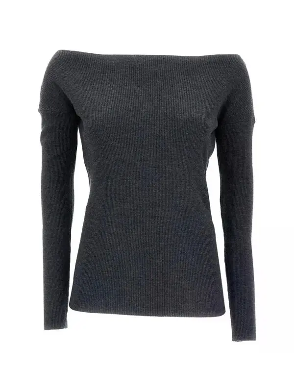 P.a.r.o.s.h Off-shoulder Ribbed-knit Sweater - Grey