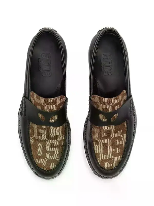 Gcds Wirdo Monogram-jacquard Loafers - Black