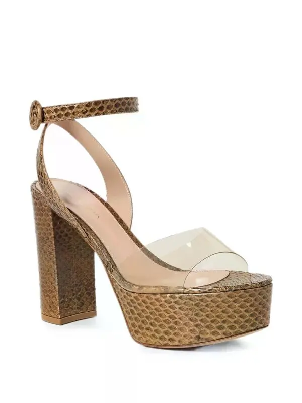 GIANVITO ROSSI Maya Snake-effect Platform Sandals - Brown