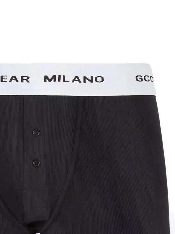 Gcds Logo-waistband Fine-ribbed Boxers - Black