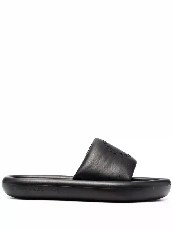 Stella McCartney Perforated Logo Slides - Black