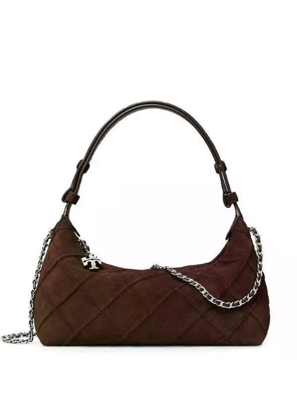Tory Burch Fleming Quilted Suede Crossbody Bag