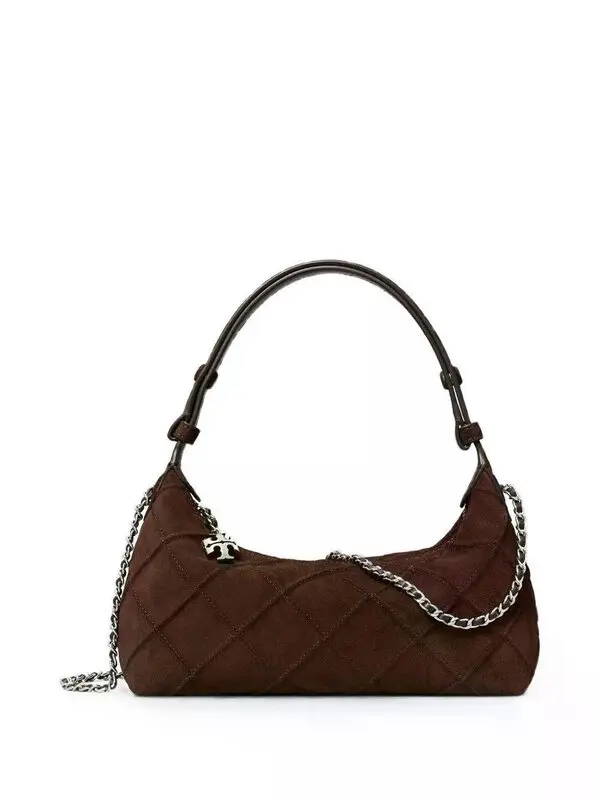 Tory Burch Fleming Quilted Suede Crossbody Bag