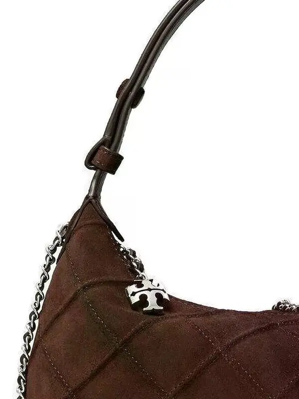 Tory Burch Fleming Quilted Suede Crossbody Bag - Brown