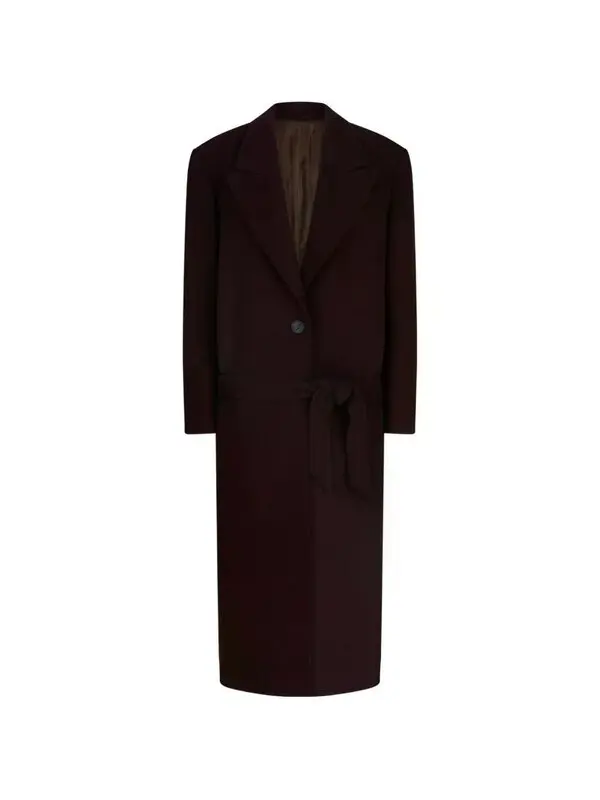 Attico Belted Twill-wool Coat - Red