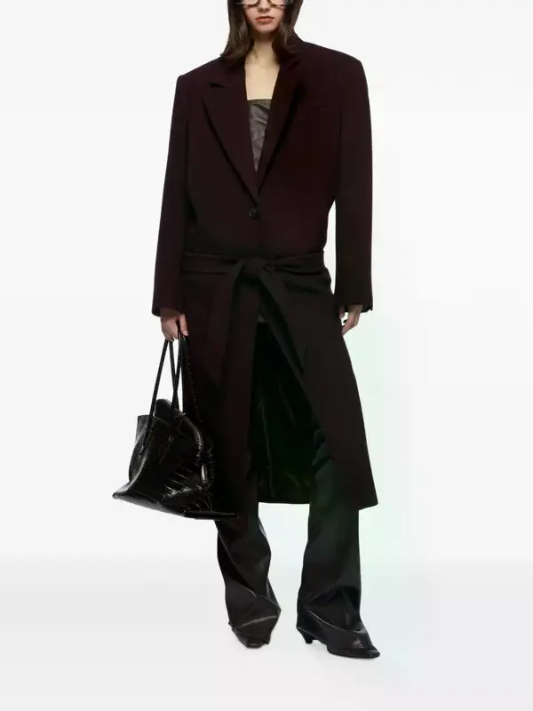 Attico Belted Twill-wool Coat