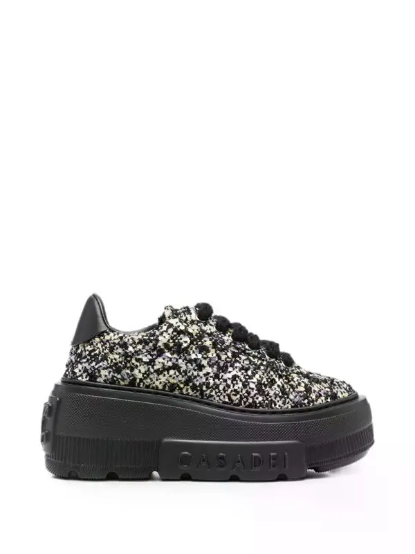Casadei Bouclé-knit Platform Sneakers