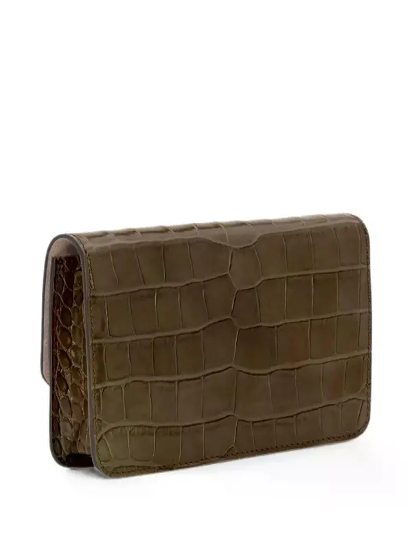 Oscar De La Renta Croc-effect Leather Clutch