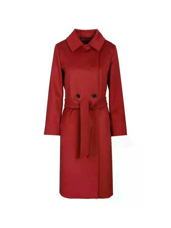 Max Mara Wool Belted Coat - Red