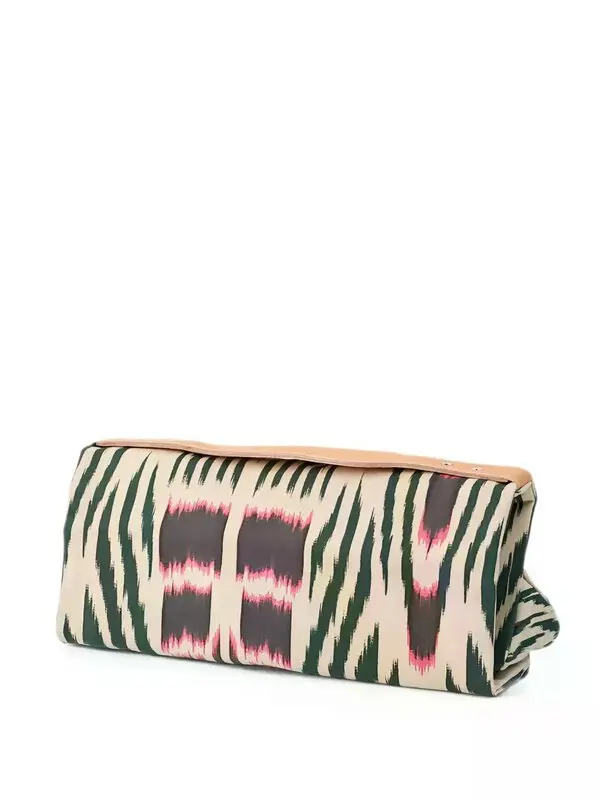 RABENS SALONER Large Suli Ikat-print Leather-trim Clutch Bag - Neutrals
