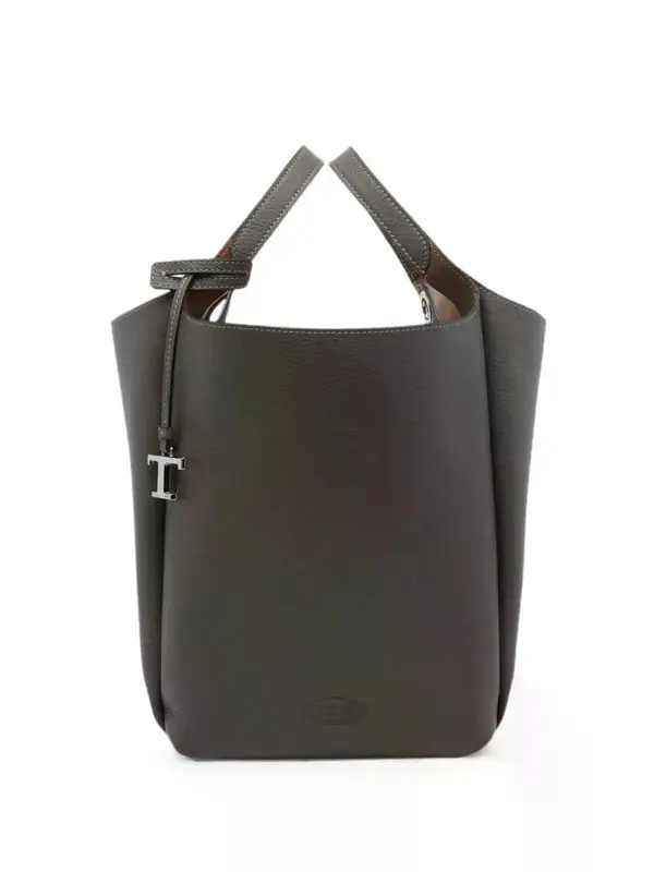 TOD'S Leather Logo-charm Bucket Bag - Grey