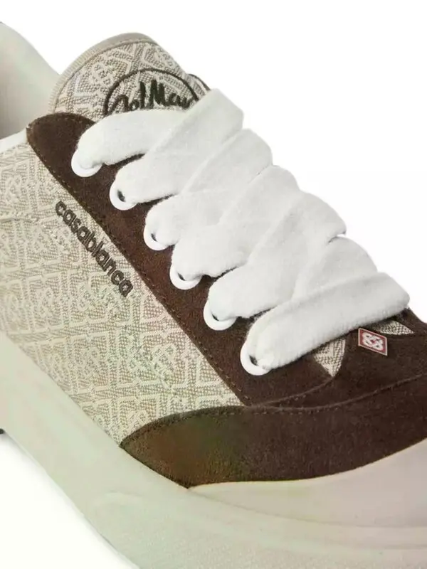 Casablanca Monogram-print Calf Suede-panel Sneakers