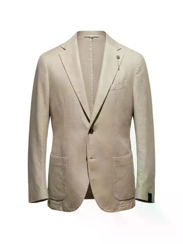 SANTANIELLO Single-breasted Notched-lapels Jacket - Neutrals