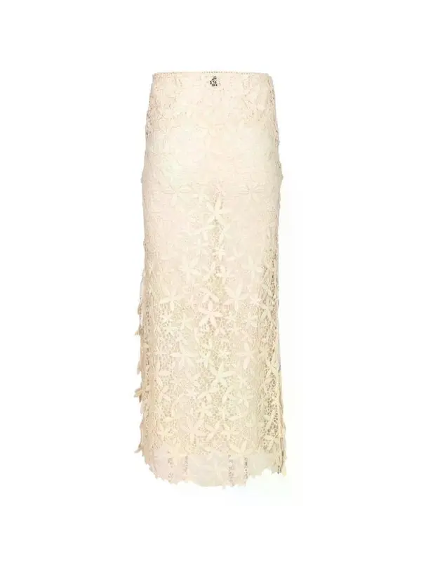 TOTEME Guipure Lace Tassel-trim Maxi Skirt - Neutrals