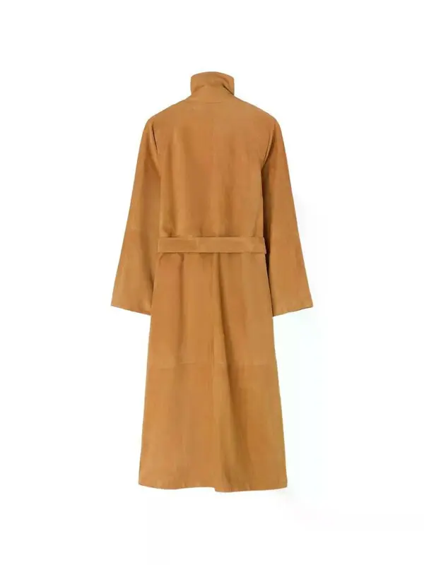 RETORI Integrated-scarf Suede Trench Coat