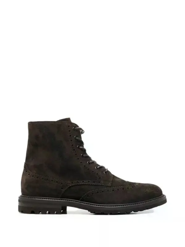 HENDERSON BARACCO Brogue-detail Lace-up Boots - Brown
