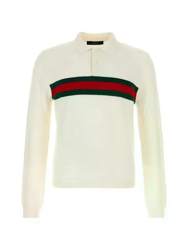 Gucci Web-stripe Long-sleeve Polo Shirt - Neutrals