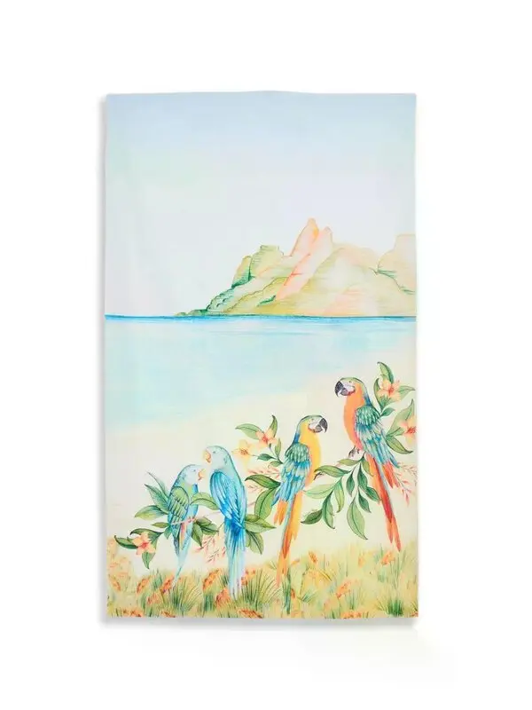 Farm Rio Landscape-print Parrot Scarf - Neutrals