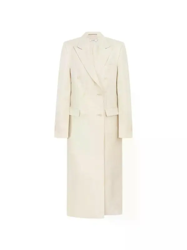 CAYET Rasha Double-breasted Longline Blazer - Neutrals