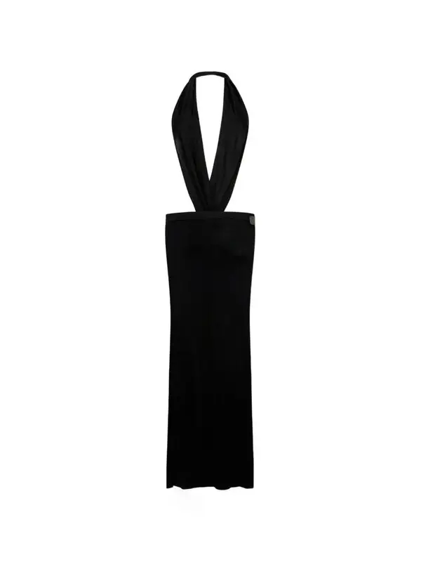 Dsquared2 Deep-cut Shiny Viscose Jersey Long Dress - Black