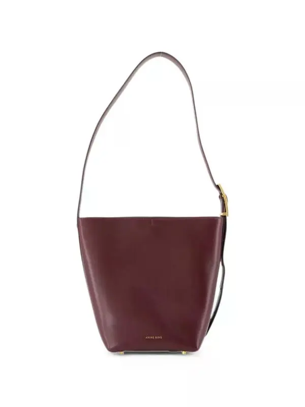 ANINE BING Elly Grained-leather Shoulder Bag - Red