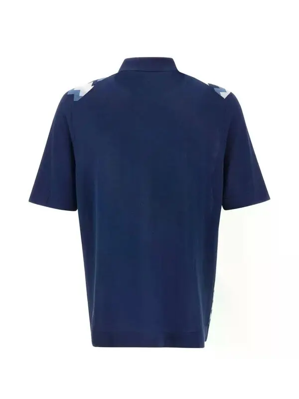 GRAN SASSO Chevron-jacquard Cotton Shirt - Blue