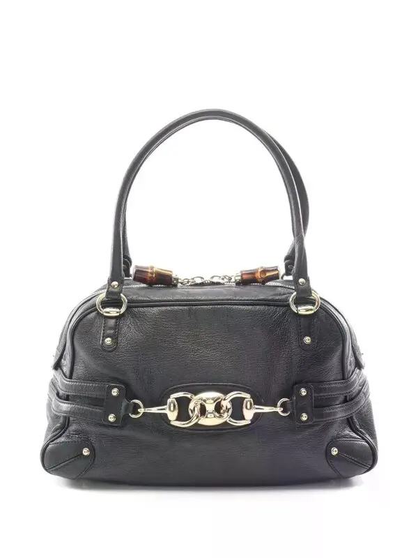 Gucci 2000s Wave Boston Horsebit Tote Bag - Black