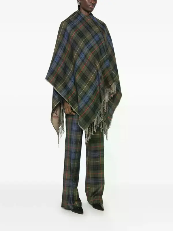 Etro Tartan Fringed Poncho